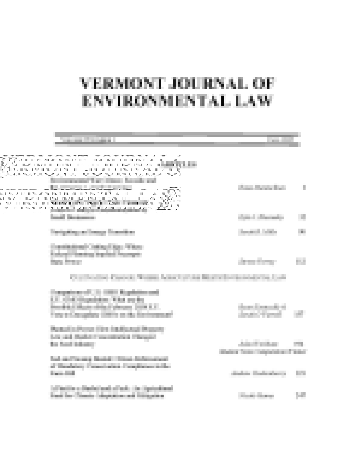Vermont Journal of Environmental Law